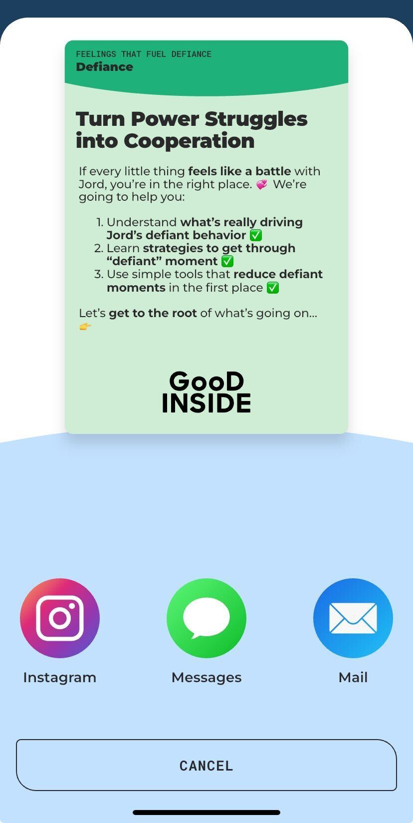 How do I share Good Inside content with family and friends? – Good Inside